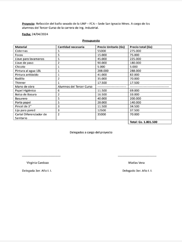 Presupuesto de Refacción | PDF