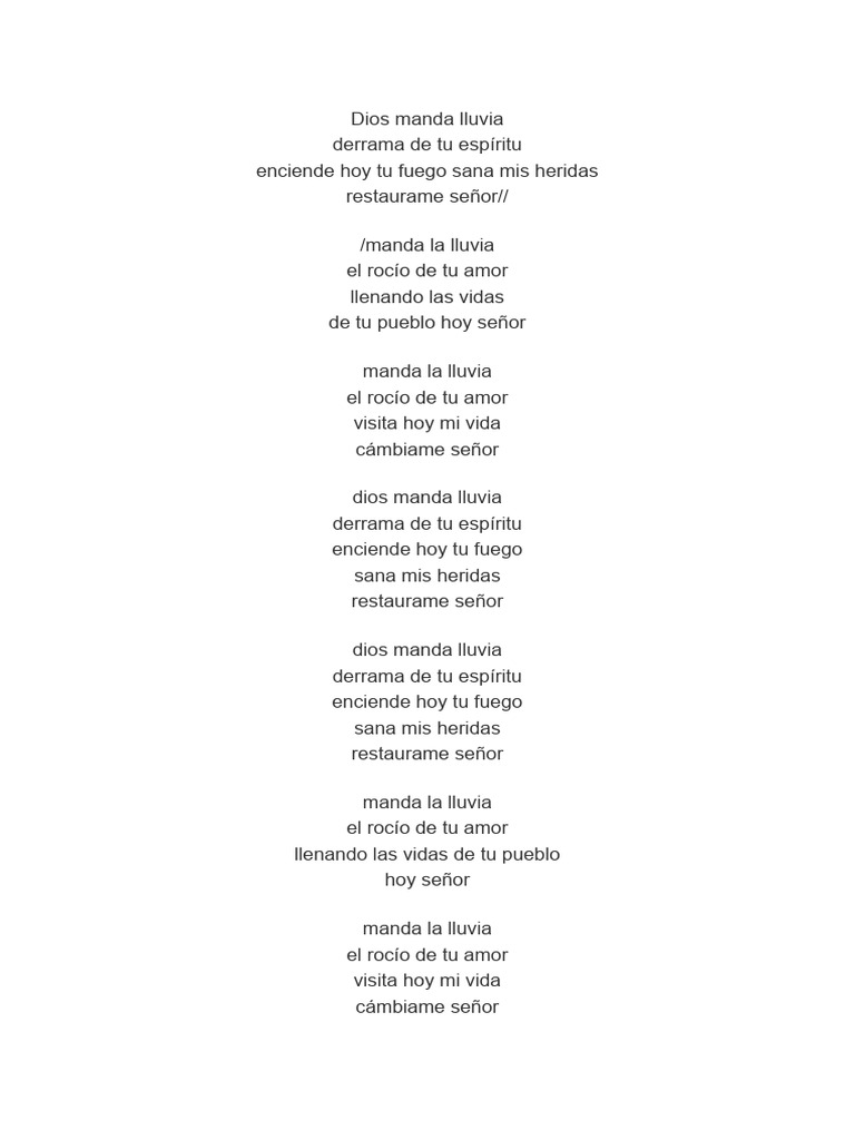 Dios Manda Lluvia Letra | PDF