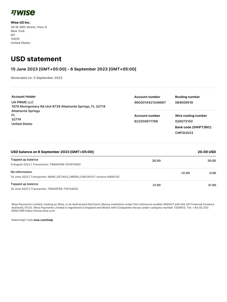 Business Bank Statement Example | PDF
