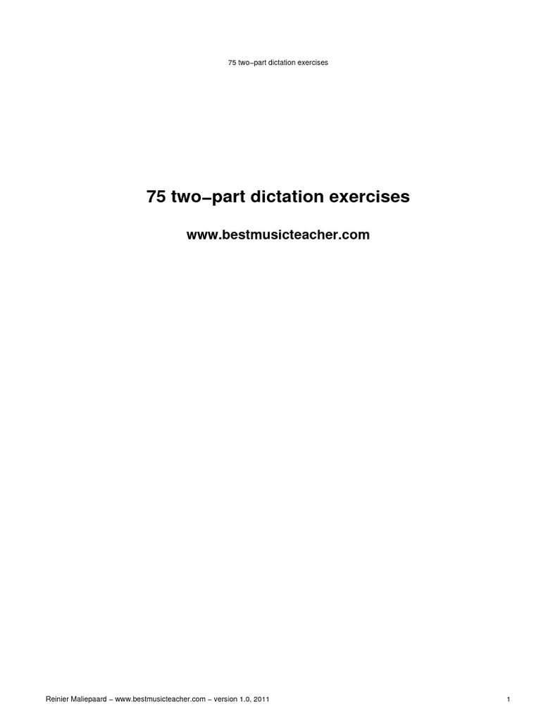 Reiniermaliepaard 75 Two Part Dictation Exercises | PDF | Musical Techniques | Harmony