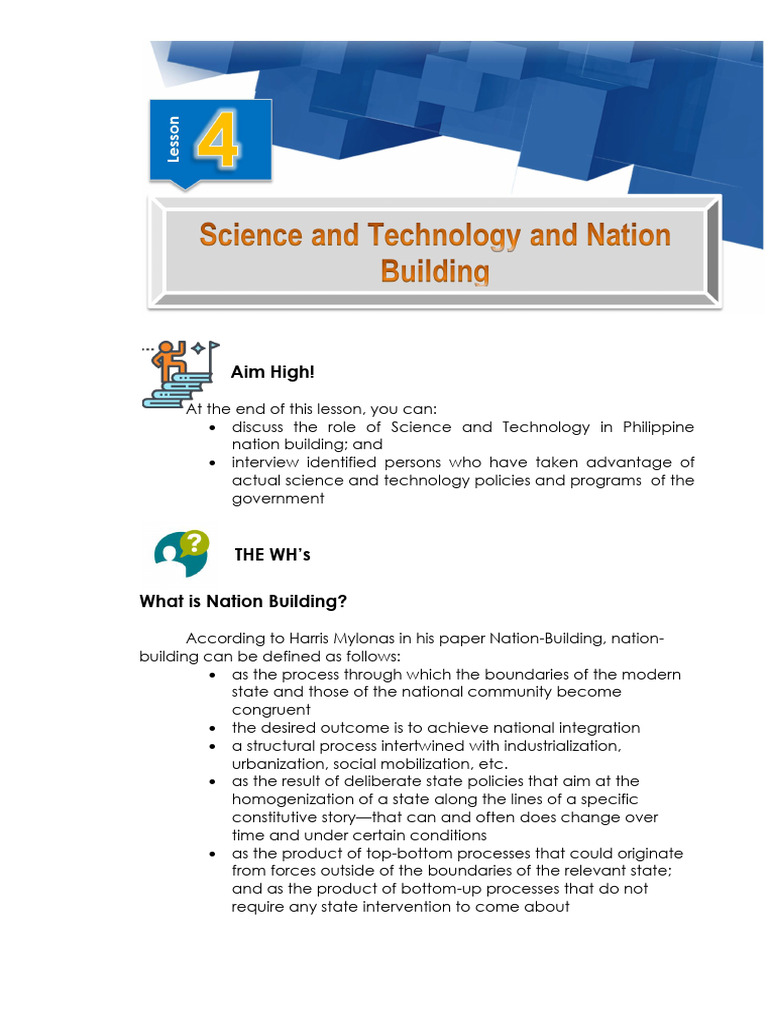 GEC-103-LESSON 4 Science and Technology and Nation Building | PDF ...