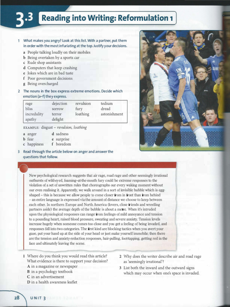 Reading Into Writing - Topic 8 | PDF | Disgust | Emotions