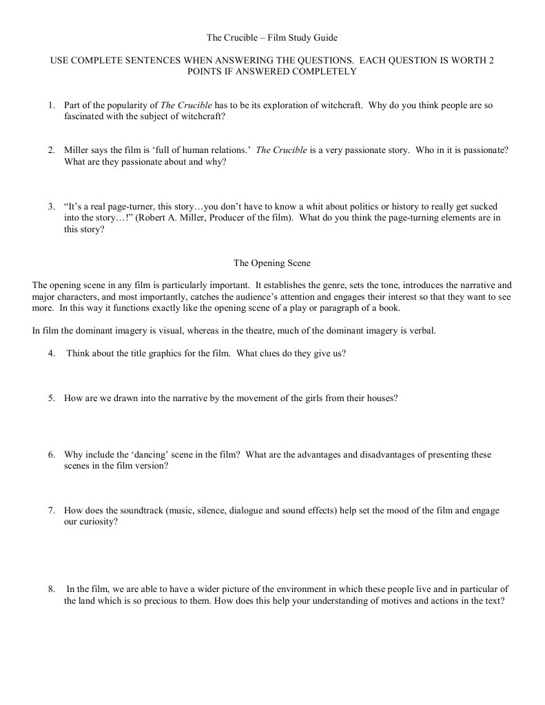 Key Scenes in The Crucible Film | PDF