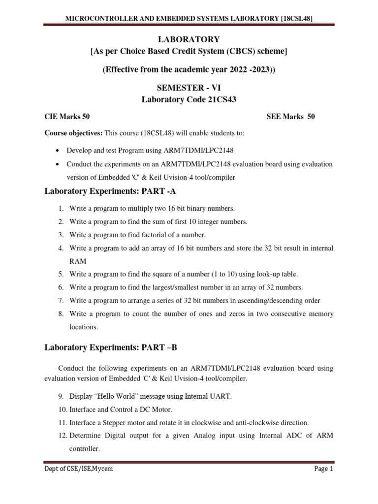 LAB Manual-1 | Download Free PDF | Embedded System | Microcontroller