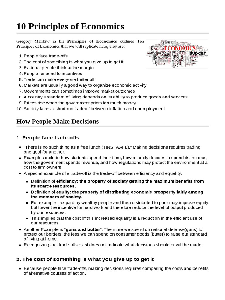 10 Principles of Economics | PDF | Market (Economics) | Economics