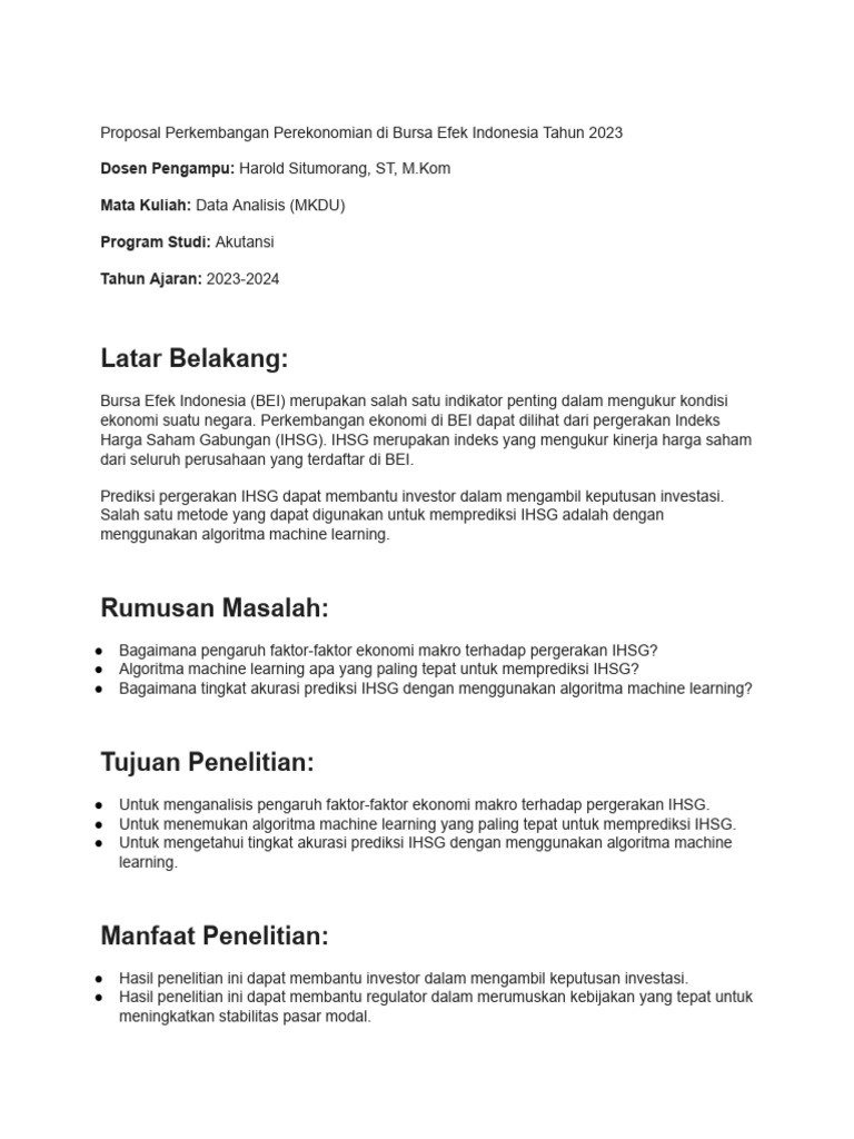 Proposal Accounting Frader Malau 210312017 | PDF