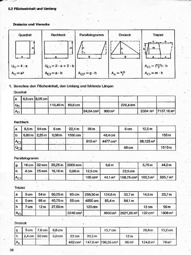 Übung Flächenberechnung | PDF