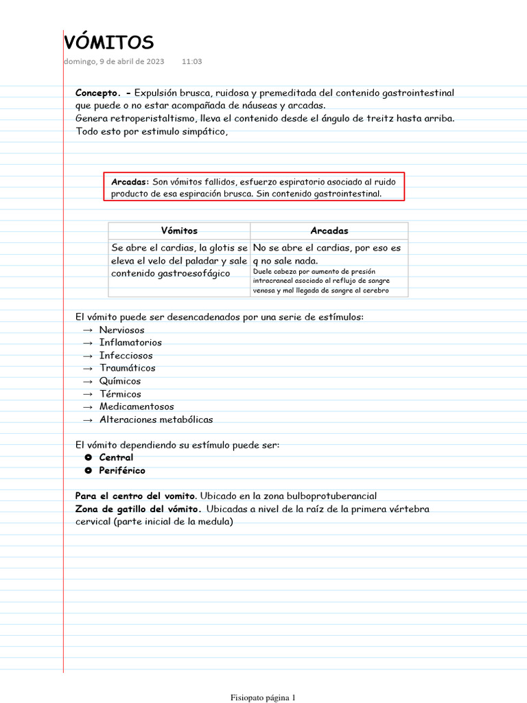 VÓMITOS | PDF | Salud y bienestar