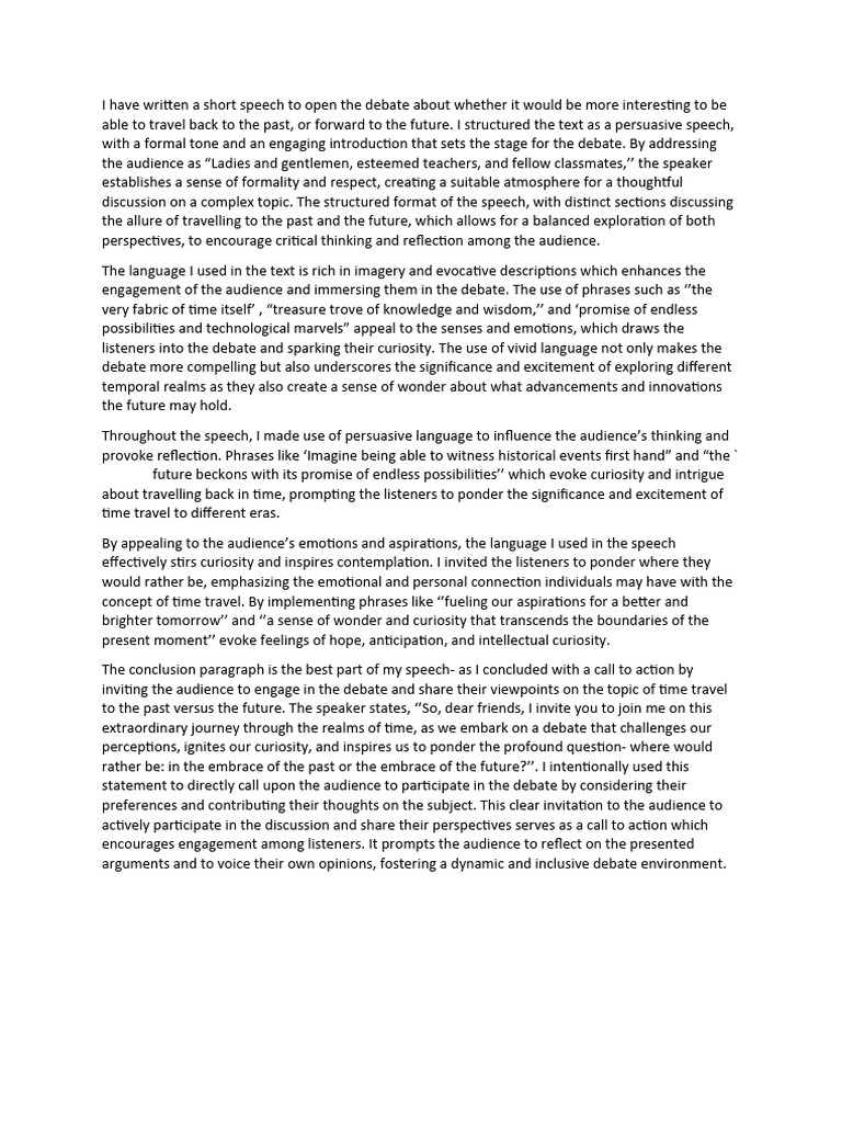 Time Travel Debate: Past vs. Future | PDF | Curiosity | Thought