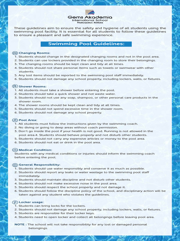 Swimming Pool Rules | Download Free PDF | Swimsuit | Swimming Pool