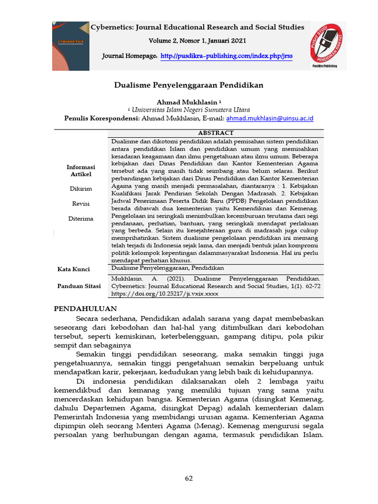 Dualisme Pendidikan di Indonesia | PDF | Agama & Spiritualitas