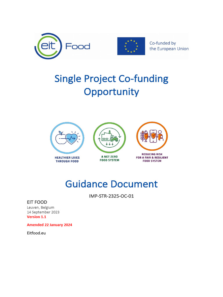 EIT Food Impact Funding Framework Single Projects | PDF | Risk | Evaluation