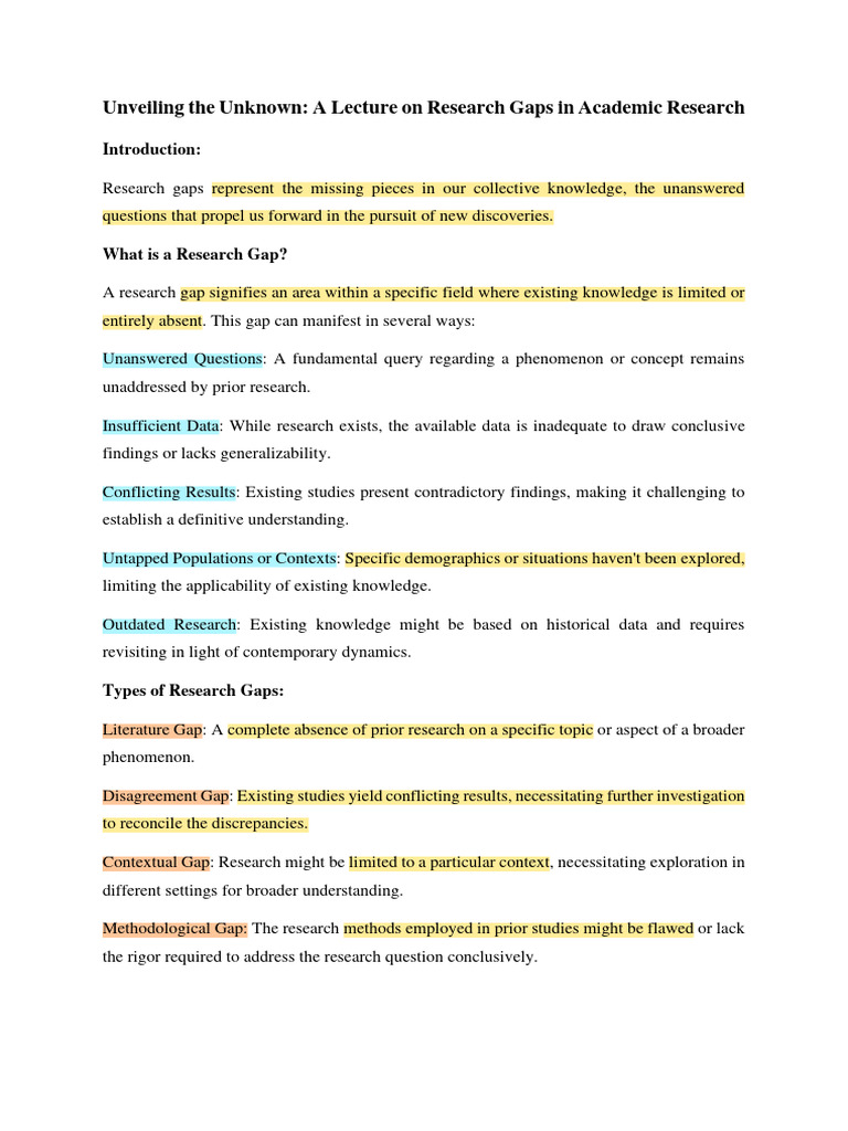 Research Gap | PDF | Knowledge | Methodology