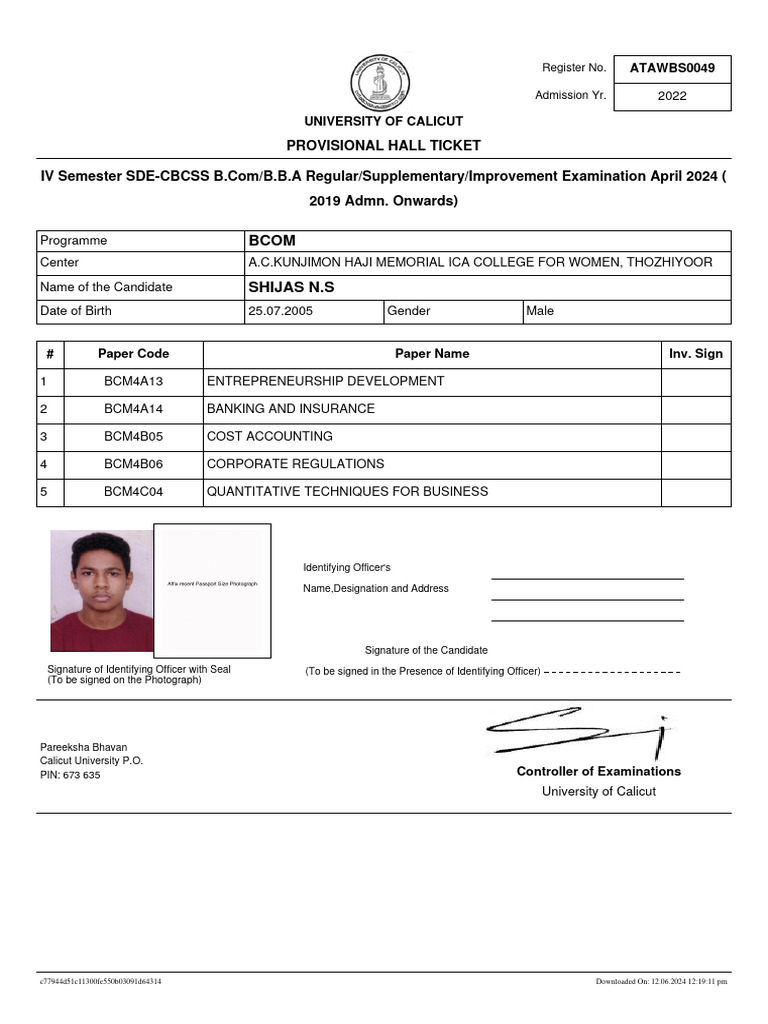 Hallticket ATAWBS0049 12-06-2024 | PDF