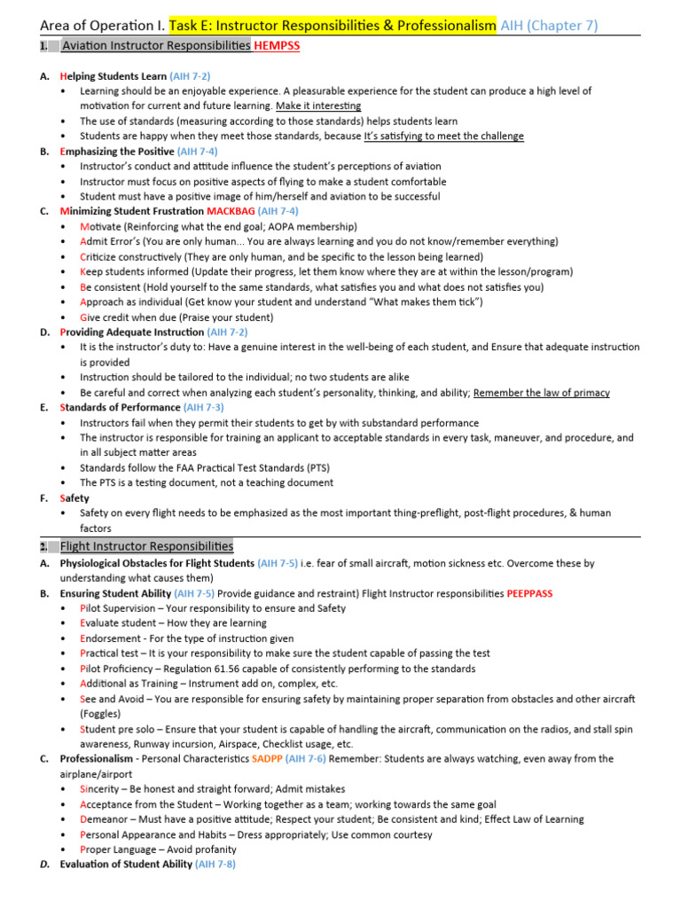 I E Instructor Responsibilities Professionalism - (Final) | PDF ...