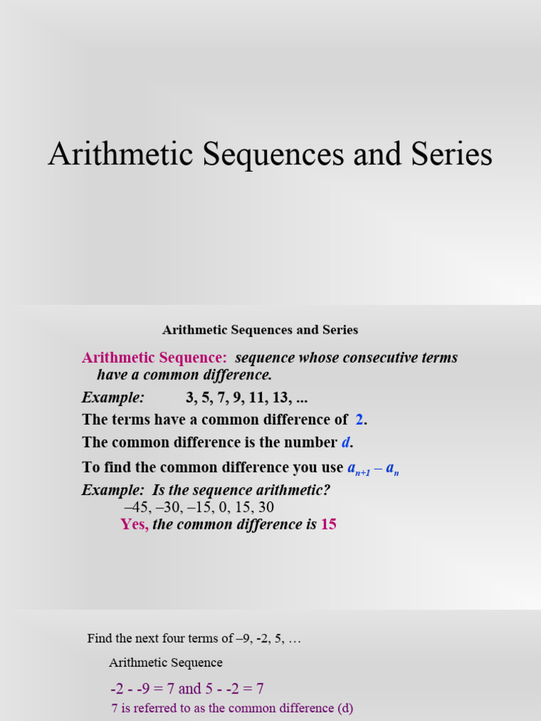 Arithmetic Sequences and Series | PDF | Mathematics | Mathematical Analysis