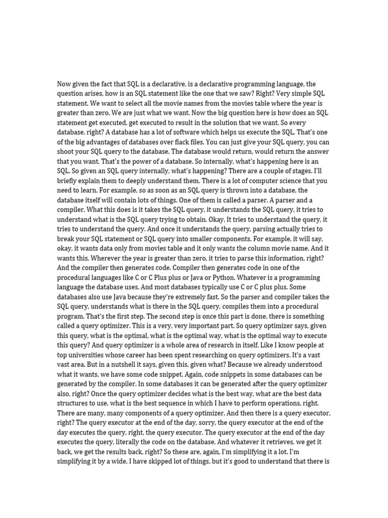 57.3 - Execution of An SQL Statement..mp4 | PDF | Sql | Databases