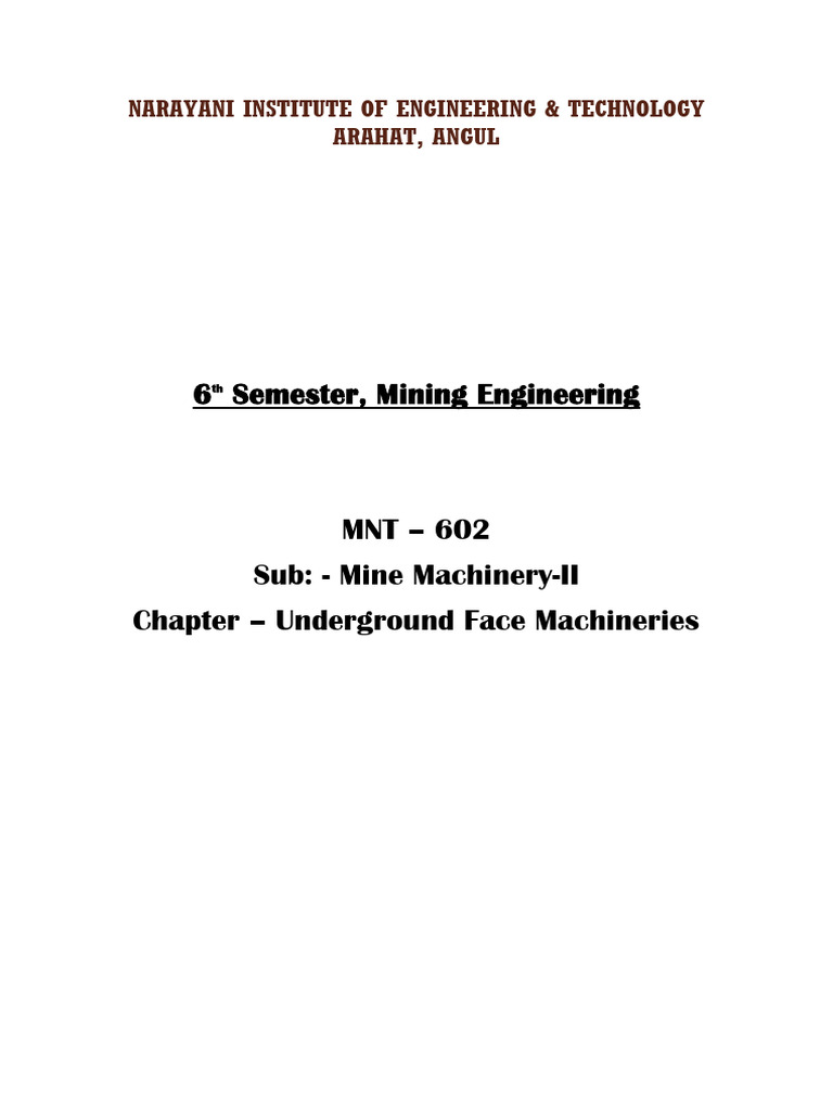 6th Sem - Mining Engg - MNT-602 | PDF | Gear | Heat Treating