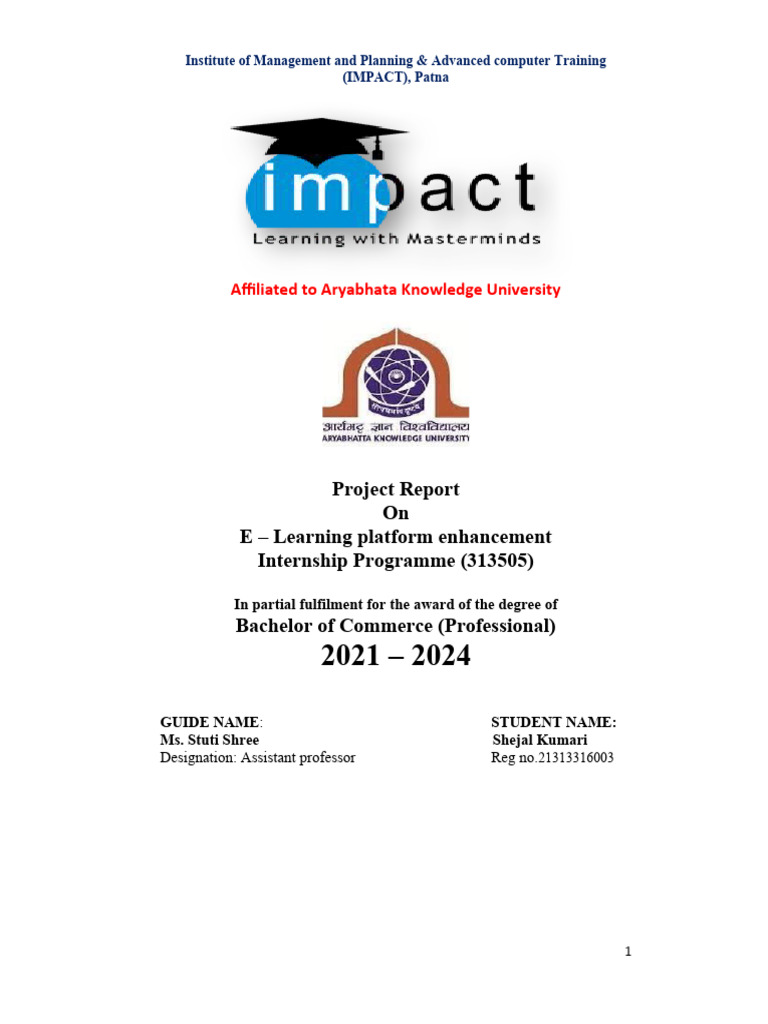 Project Report 5th Sem Bcom | PDF | Educational Technology | Learning