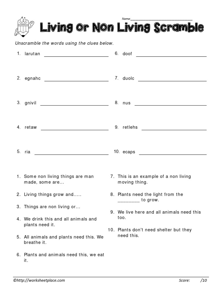 Living Things Scramble 1 | PDF