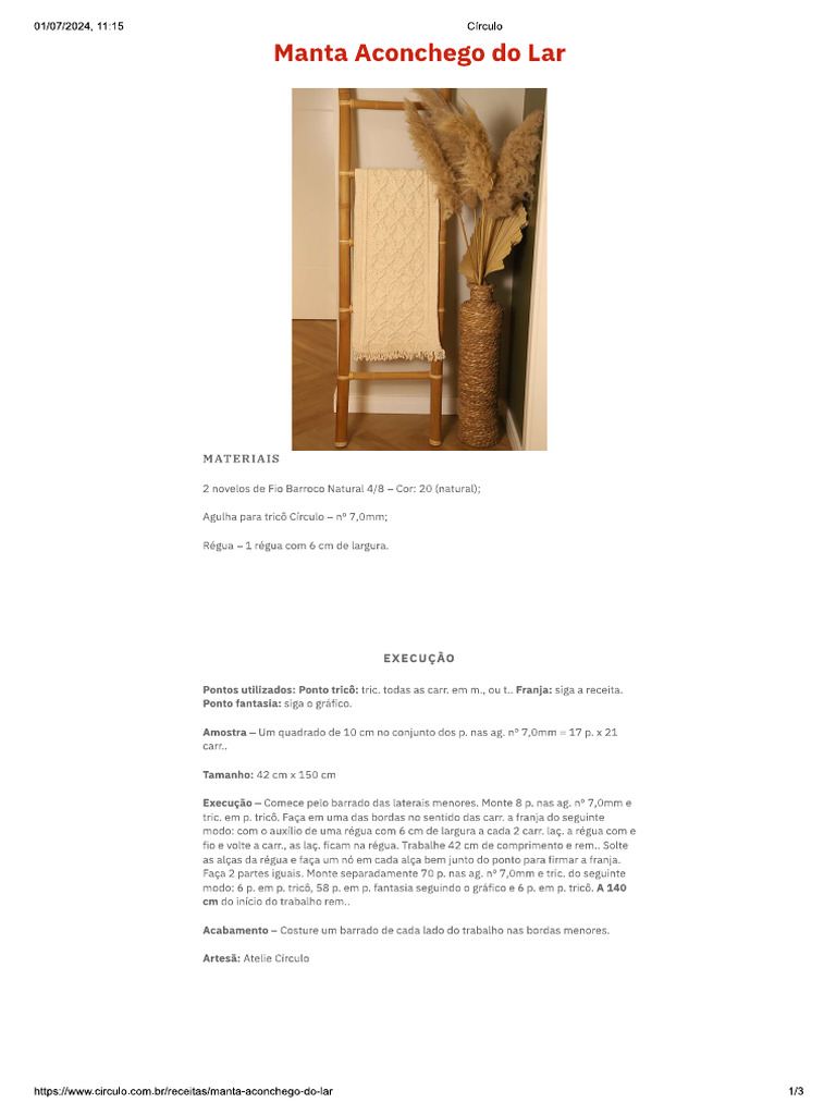 Manta Aconchego Do Lar | PDF