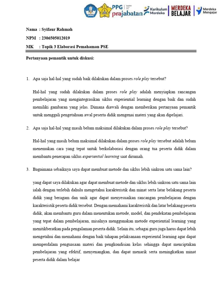 Topik 3 Elaborasi Pemahaman Pse | PDF