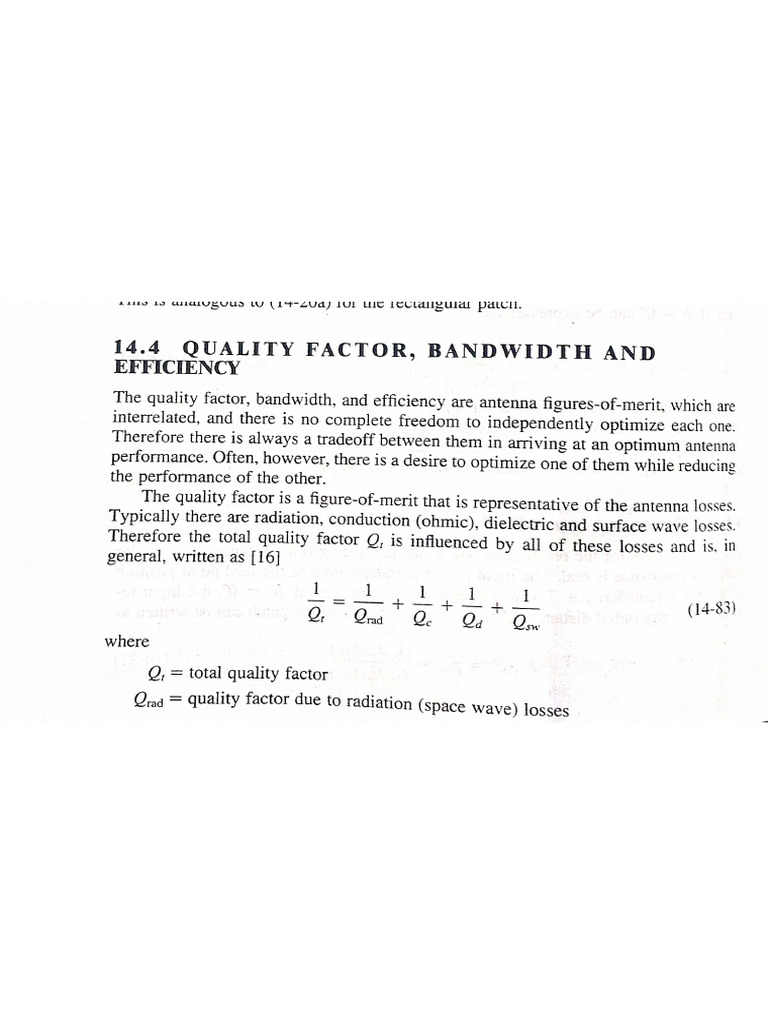 Quality Factor, Bandwidth and Efficiency | PDF
