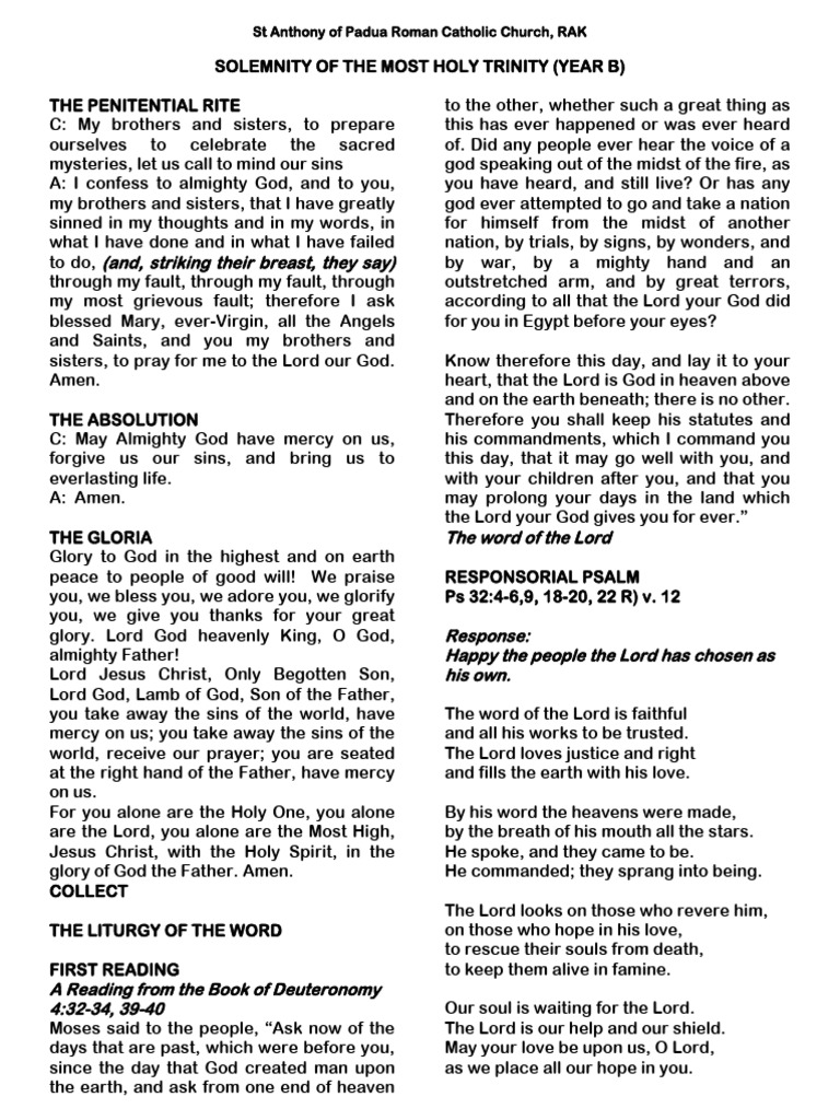 Solemnity of The Most Holy Trinity (Year B) | PDF | God The Father ...
