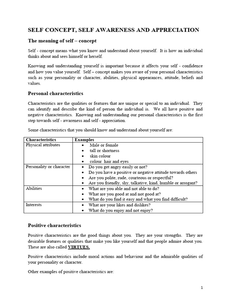 Self Concept | PDF | Self Esteem | Attitude (Psychology)