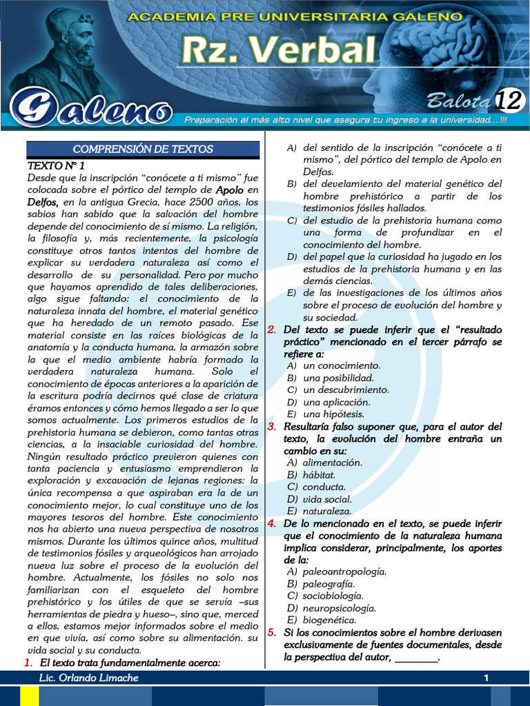 Comprensi N de Textos 2024 | PDF | Conocimiento | Polímeros