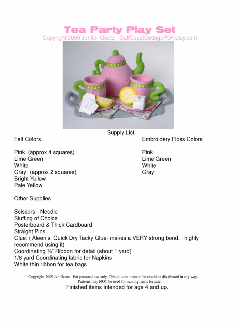 Tea Party Play Set | PDF