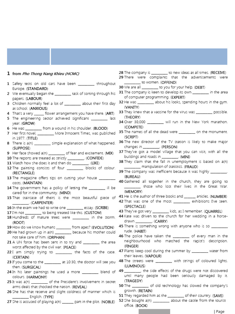 Practice - 100 Word Form | PDF