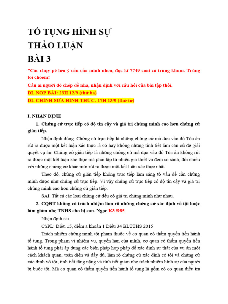 TTHS Bài 3 & 4 | PDF
