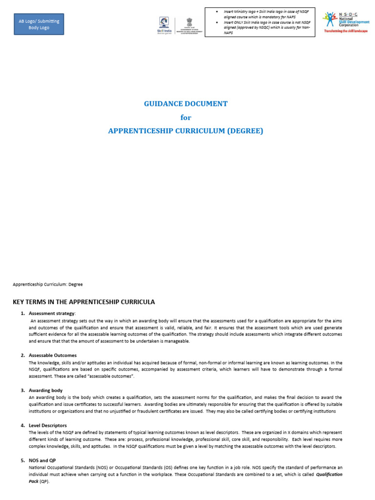Apprenticeship Curriculum Guide | PDF | Educational Assessment | Curriculum
