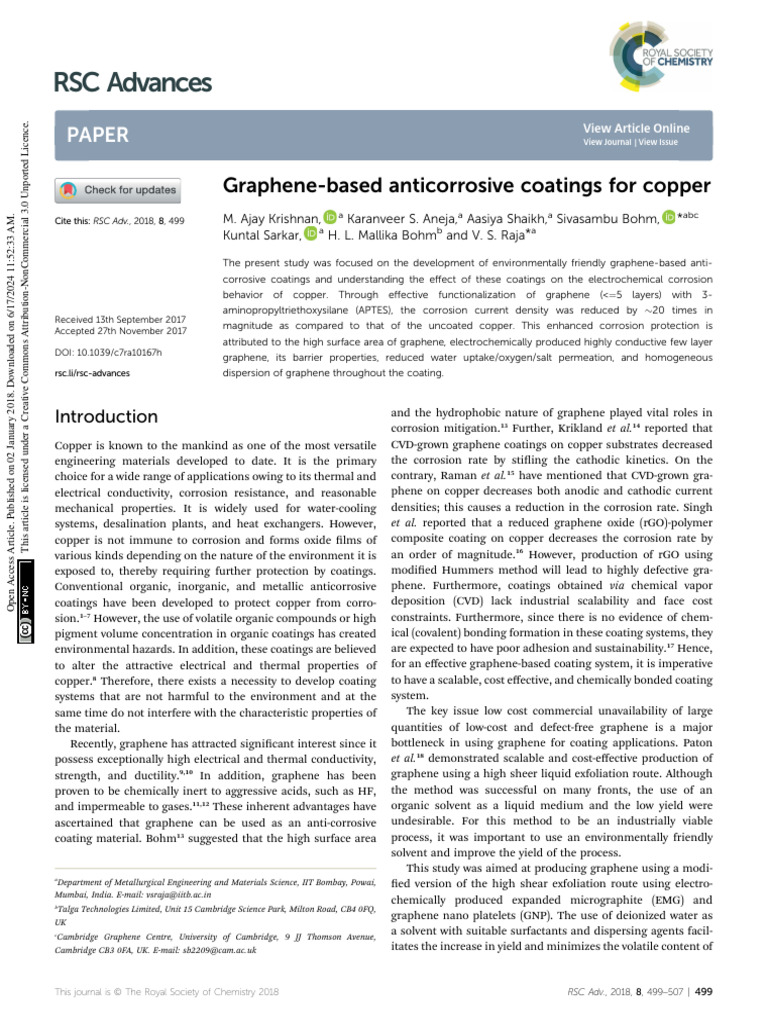 Graphene Based Coating For Copper | PDF | Chemical Processes | Building ...