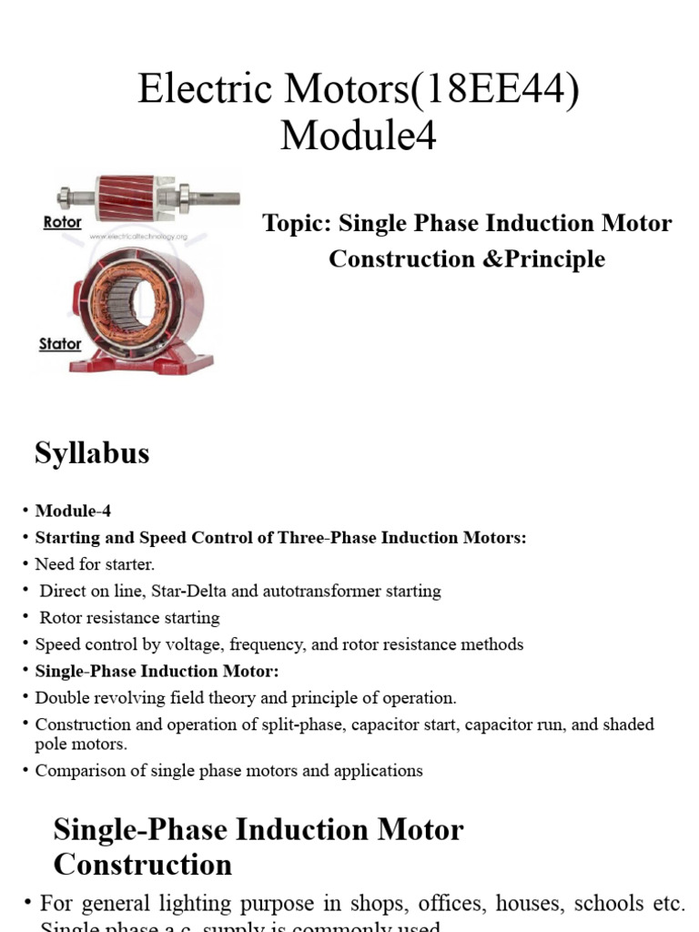 Single Phase Induction Motor Overview | PDF | Electric Motor ...