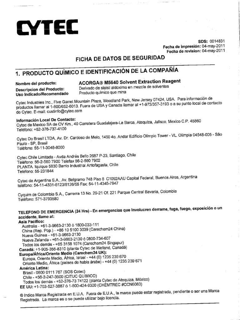 Hds - Acorga m5640 | PDF