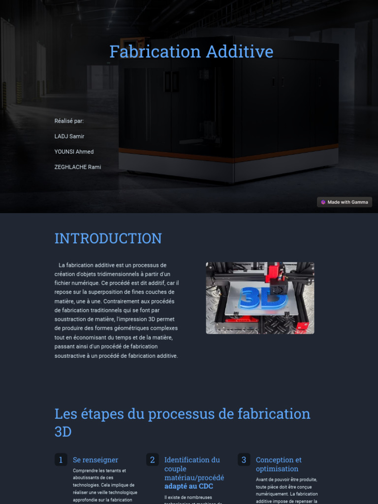 Fabrication Additive : Processus et Avantages | PDF | Impression 3D ...