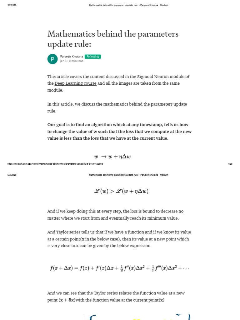 Mathematics Behind The Parameters Update Rule - Parveen Khurana ...