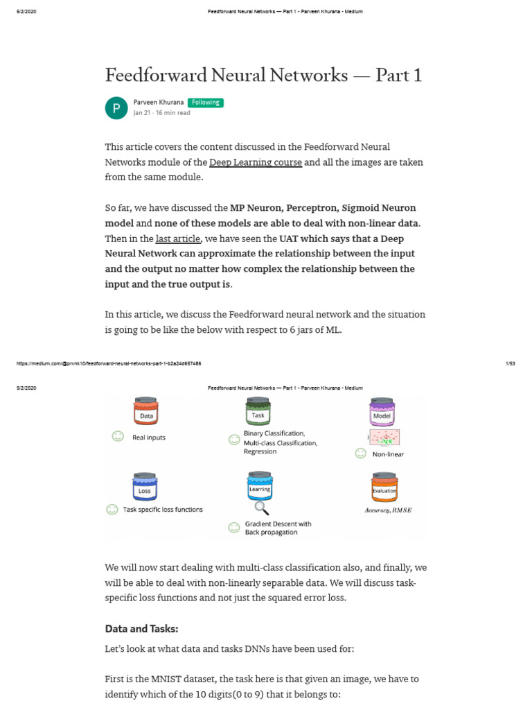 Feedforward Neural Networks - Part 1 - Parveen Khurana - Medium | PDF | Artificial Neural ...