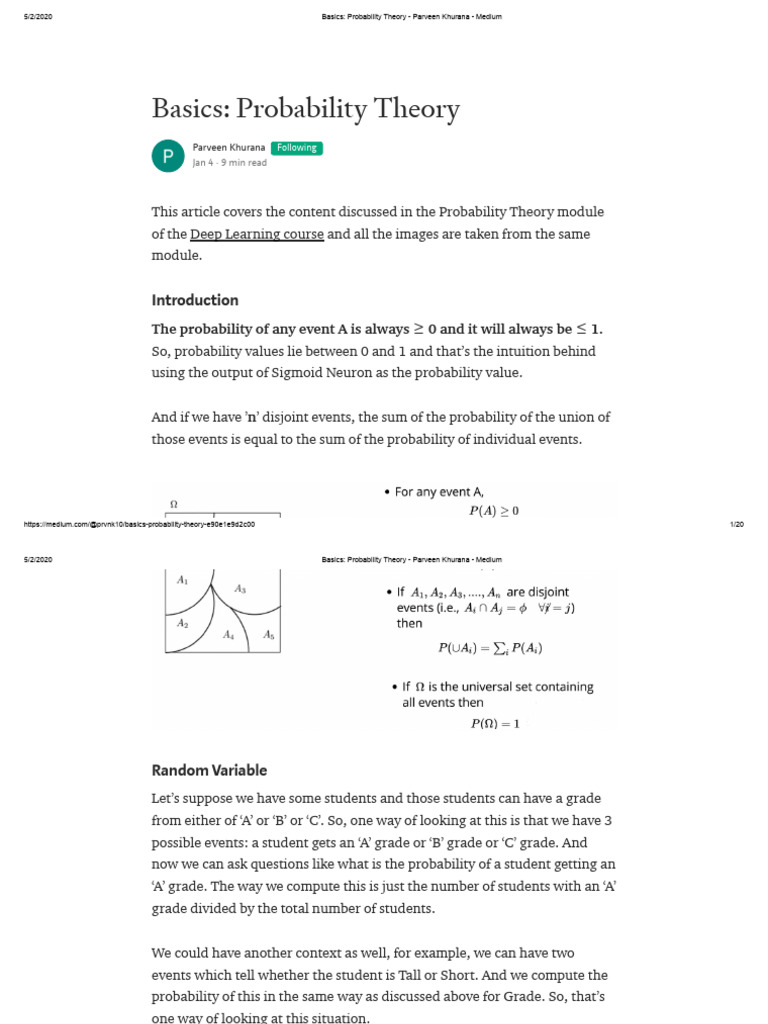 Basics - Probability Theory - Parveen Khurana - Medium | PDF ...