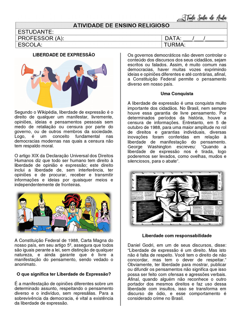 Exemplos De Liberdade De Expressao Para Criancas A Liberdade De