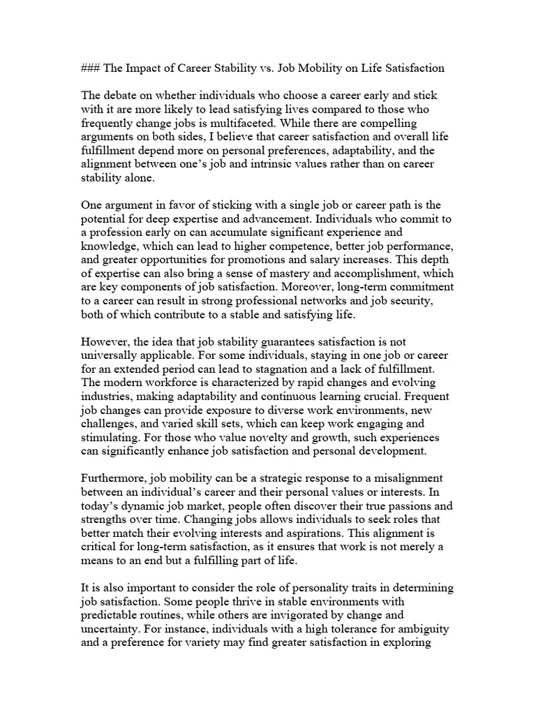 The Impact of Career Stability Vs | PDF