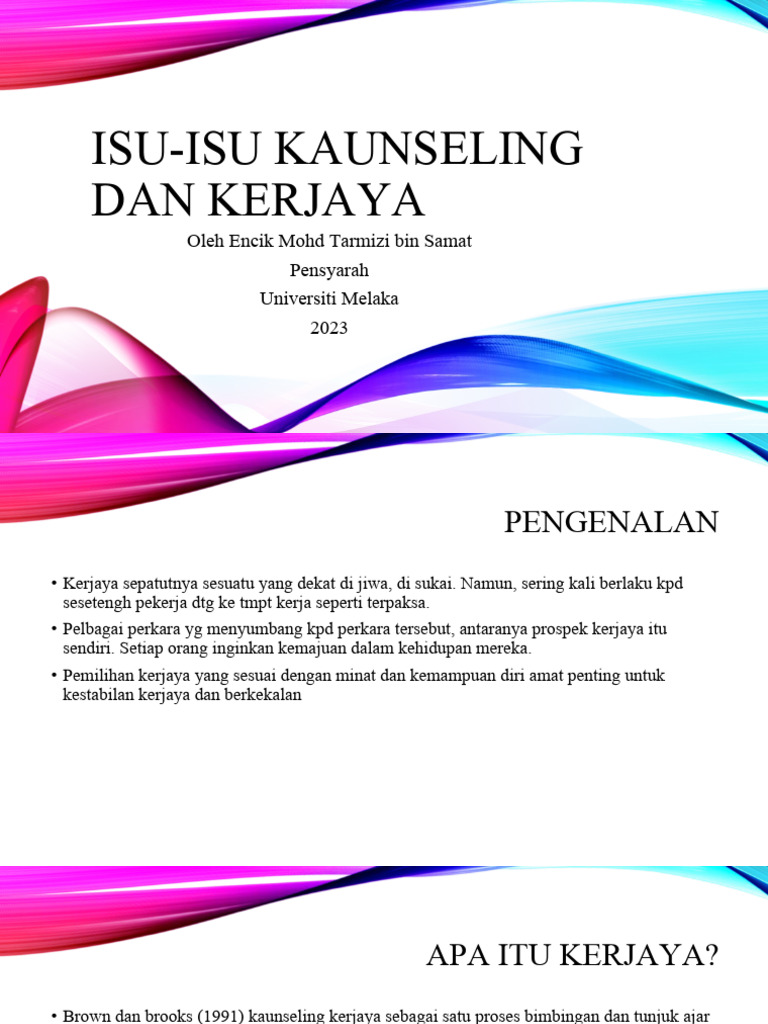Topik 7 Isu-Isu Kaunseling Kerjaya 2 | PDF