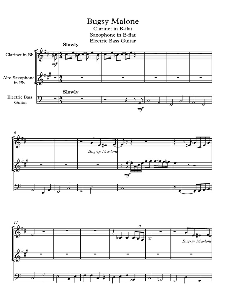 1) Bugsy Malone - ALL PARTS - Full Score 2 | PDF | Bois (musique)