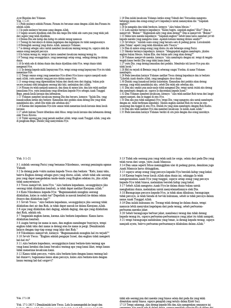 Ayat-Ayat Kunci Injil Yohanes | PDF