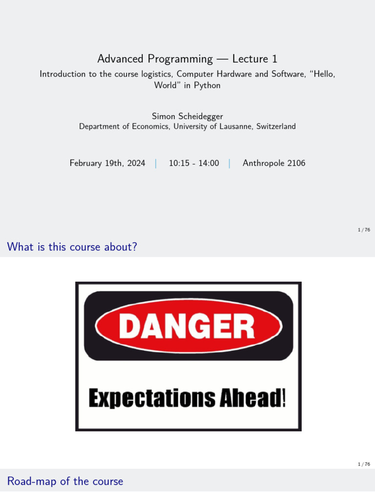 Advanced Programming 2024 Lecture 1a | PDF | Programming | Computer Program