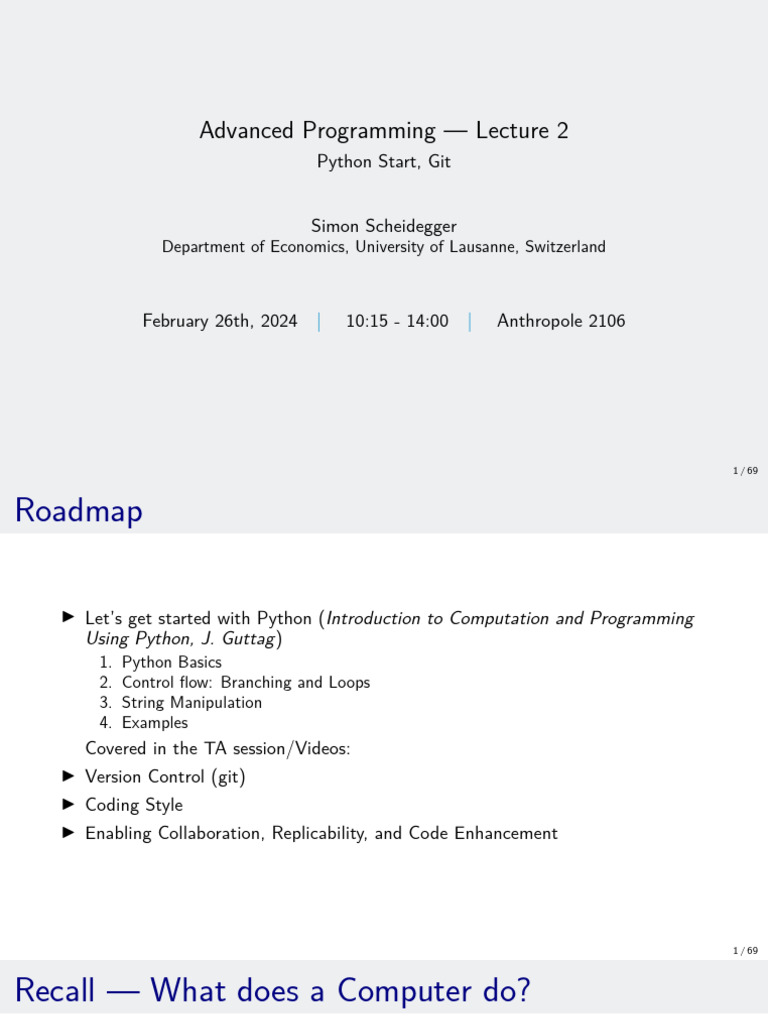 Advanced Programming 2024 Lecture 2a | PDF | Computer Program | Programming Advanced Programming 2024 Lecture 2a | PDF | Computer Program | Programming