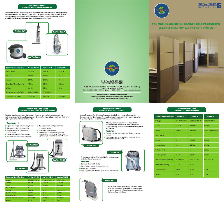 Eureka Forbes Pro Vac WD 35 Vacuum Cleaner | PDF