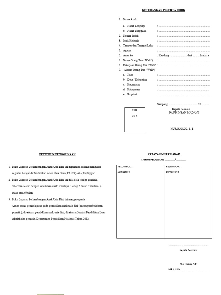 BIODATA MURID Rapot | PDF